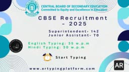 CBSE Superintendent & Junior Assistant Recruitment 2025 English Typing ...