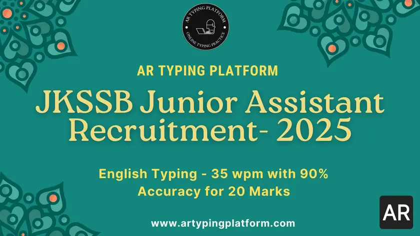 Jammu & Kashmir SSB (JKSSB) Junior Assistant Recruitment 2025 English Typing Rules. - AR Typing ...
